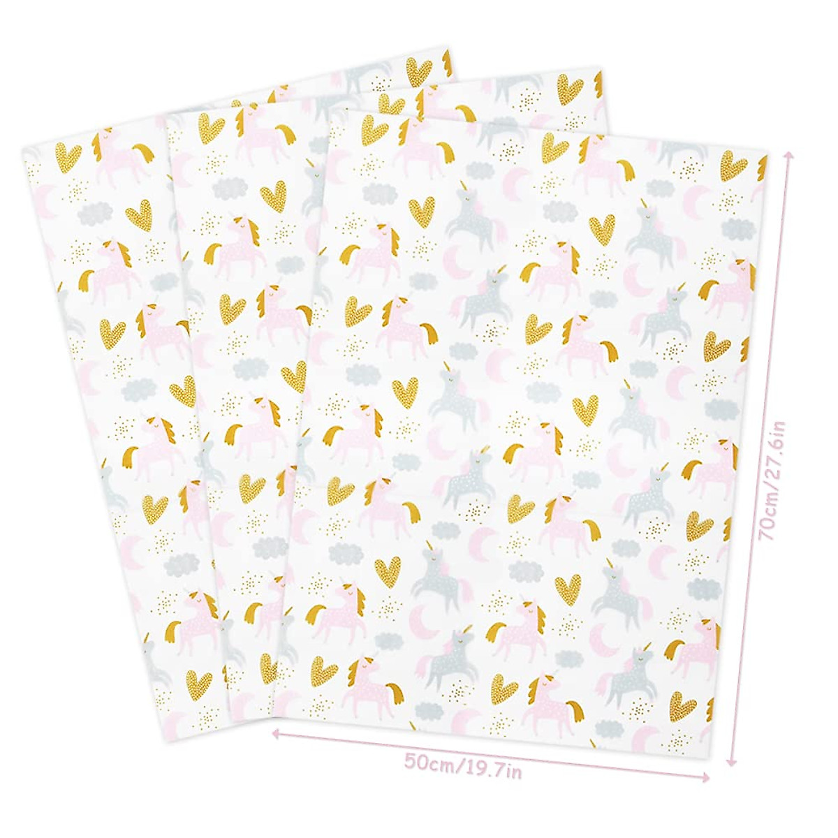 Unicorn Tissue Paper Bulk for Birthday Gift Wrap, 20 Sheets 20"x 28" Per Sheet, Unicorn Wrapping Paper Girls Kids for Gift Bags, Christmas Baby Shower Wrapping, Unicorn Party Decorations