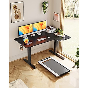 ErGear L Shaped Height Adjustable Electric Standing Desk 55" Corner Dual Monitor Wall Mount for 17 to 32 Inch