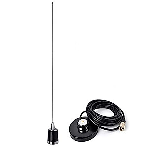 HYS Amateur Pre-Tuned Dual-Band VHF/UHF Dual Band NMO Antenna for 2m 70cm Mobile Radios W/Magnetic Base 5M(16.4ft) RG58 Cable PL-259 UHF Mag Mount