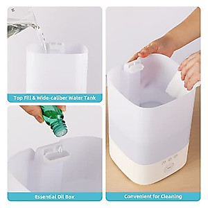 Cool Mist Humidifiers 3.5L Top Fill Humidifiers for Bedroom with Essential Oil Diffuser, 7-Color Lights, Timer, Waterless Auto Shut-off, White