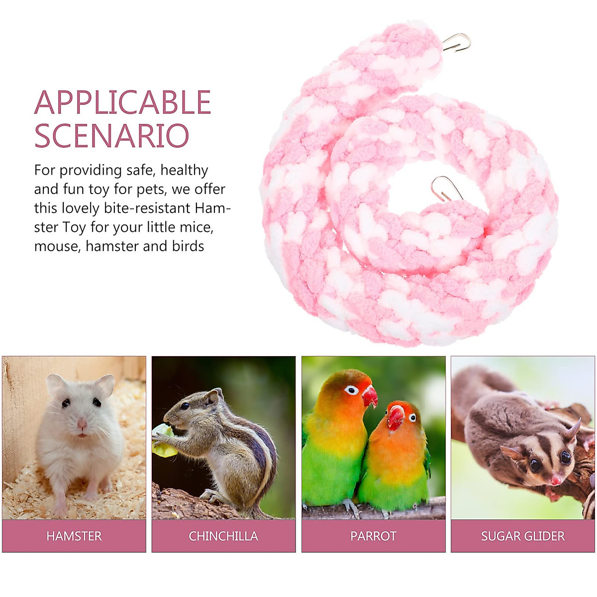 Alipis Sugar Glider Climbing Rope Parrot Tearing Toys Pet Toys Sugar Glider Swing Toy Sugar Glider Toy Bird Perches Chew Toy Hamster Cage Rat Toy Braided Rope Cotton Rope Small Animals