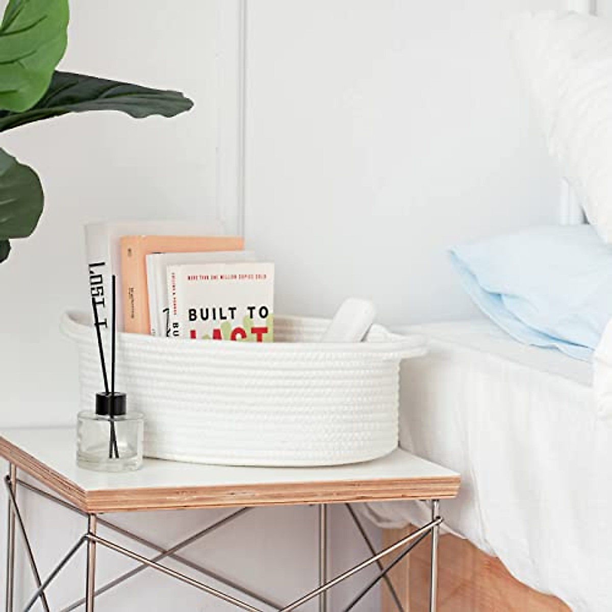 Goodpick Small White Woven Baskets set, Baby Gift baskets 5 different sizes for Diapers, Towels, Snacks, Rope Toy Storage Basket for Bedroom, Living room, Nursery