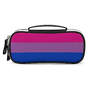 Bisexual Pride LGBT Flag Printed Pencil Case Bag Stationery Pouch with Handle Portable Makeup Bag Desk Organizer
