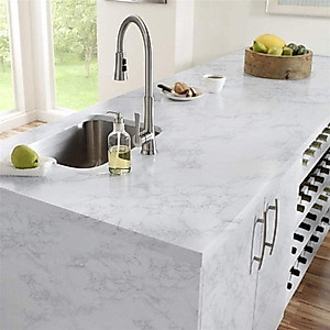 Yancorp White Gray Contact Paper Peel and Stick Wallpaper Marble Removable Wallpaper Pull and Stick Countertops Self-Adhesive Backsplash for Cabinets (11.8"X120")