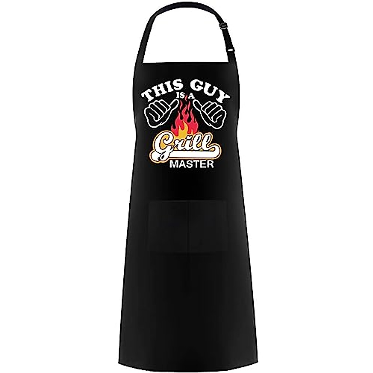 Hyzrz Funny Aprons for Men,Women -This Guy Is A Grill Master- BBQ Cooking Adjustable Bib Kitchen Work Chef Apron with Pockets (Black)