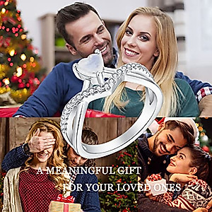 STARCHENIE Moonstone Rings for Women Sterling Silver Heart Birthstone of June Anniversary Promise Wedding Engegement Ring with Cubic Zirconia