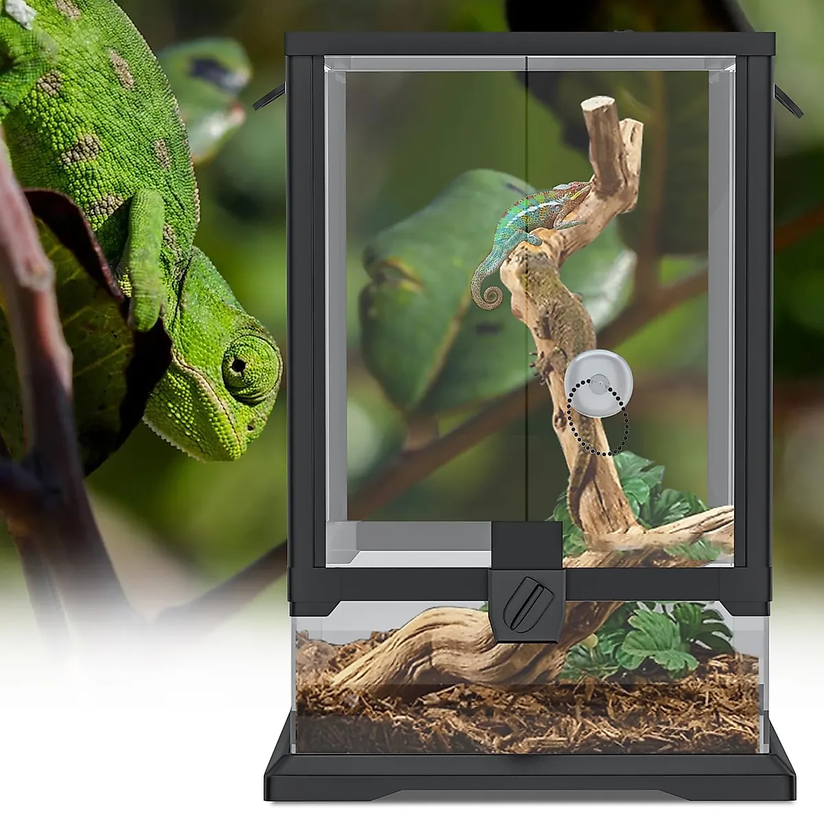 Lurmmue Tempered Glass 10 Gallon Reptile Tank,12"x12"x18" Top Screen Ventilation Durable Reptile Habitat Tank with Heat Resistant Aluminum Alloy Frame, for Bearded Dragon,Lizard,Spider,Hamster
