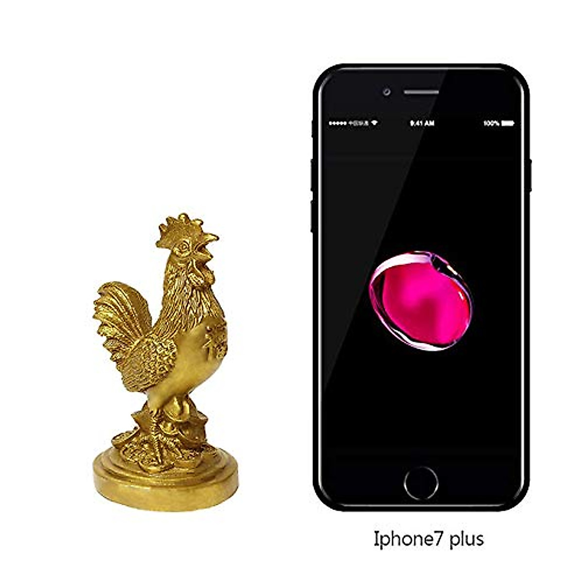 BRASSTAR Golden Brass Feng Shui Rooster Statue 3.9”(H) Coin Money Luck Home Décor Sculpture Auspicious Animal Chinese Zodiac Gift Collection PTZY019