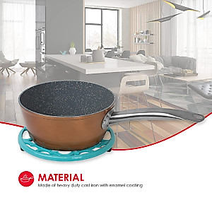 Home Basics Lattice Collection Cast Iron Trivet for Serving Hot Dish, Pot, Pans & Teapot on Kitchen Countertop or Dinning, Table-Heat Resistant (2, Turquoise)