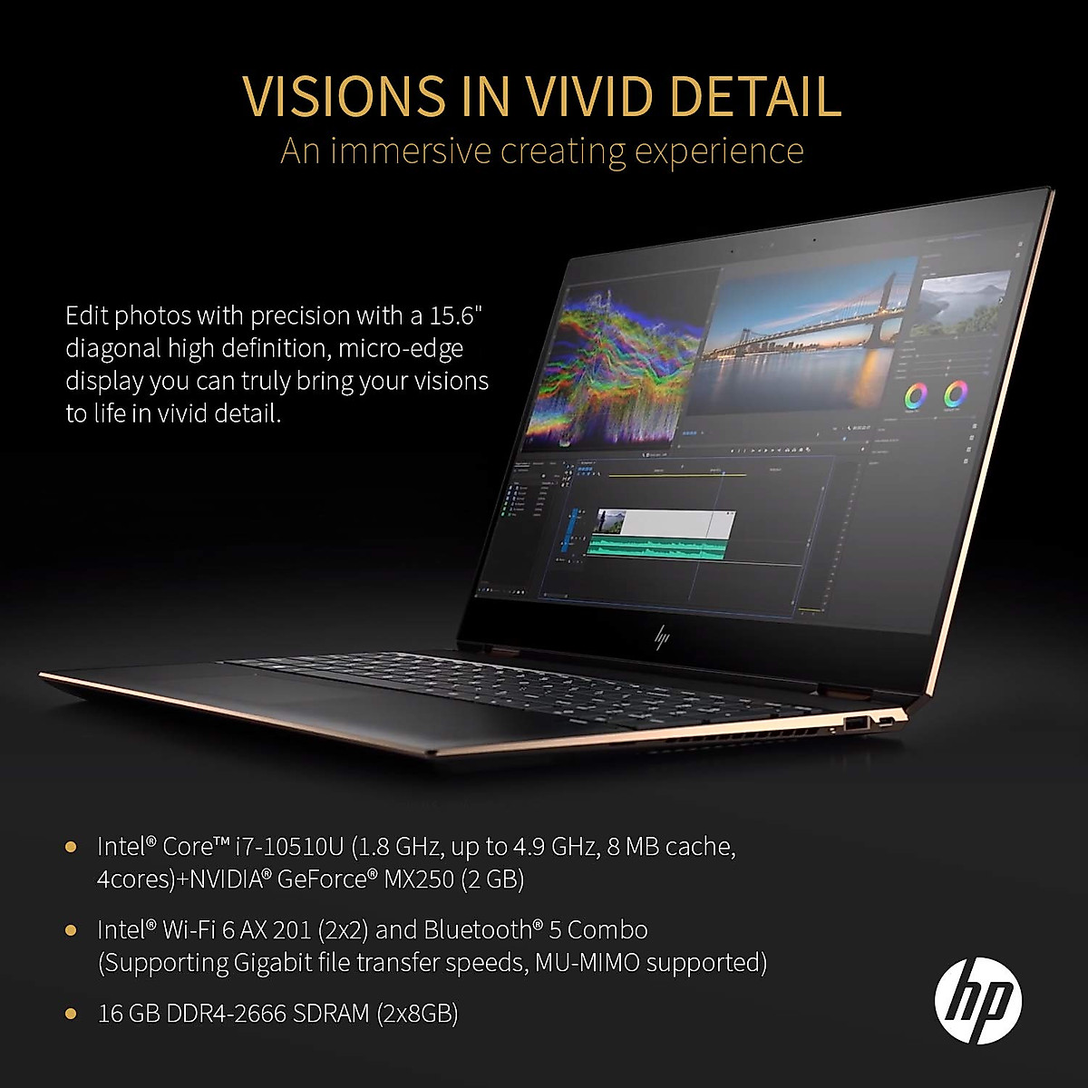 HP Spectre x360, 10th Gen Gemcut 15T,Touch 4K UHD,i7-10510U Quad Core,NVIDIA® GeForce® MX250 2GB,512GB NVMe SSD,16GB DDR4 2666 RAM,Win 10 Pro Pre-Installed, 64GB Neopack Flash Drive, Prem Wty