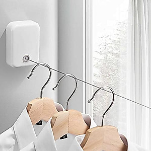 Retractable Clothesline Indoor Outdoor | Clothes Line 14ft | 304 Stainless Steel Clothesline Heavy Duty 55LBs Weight Capacity | Wall Mounted Clothes Drying Laundry Line, Lock to Prevent Sagging