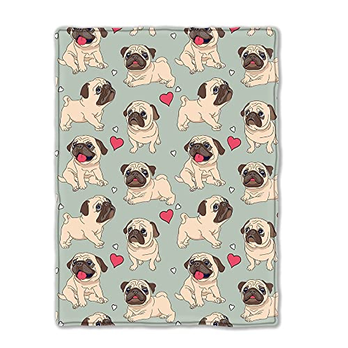 Pug Blanket Flannel Fleece Throw Blankets for Bed Couch Sofa Chair Dog Gift 50X40 inches
