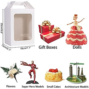 Dasofine Gift Bags with Window 12pcs, 7.1”×5.1”×9.8” Transparent Paper Bag, Paper Gift Bags with Handles for Halloween, Bridal Shower, Party