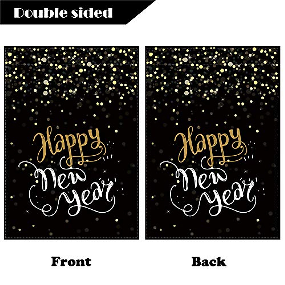 ROCWOHO Happy New Year Decorations Garden Flags Double Sided Burlap Flag Winter Holiday Party Yard Outdoor Decoration 12.5 x 18 Inch