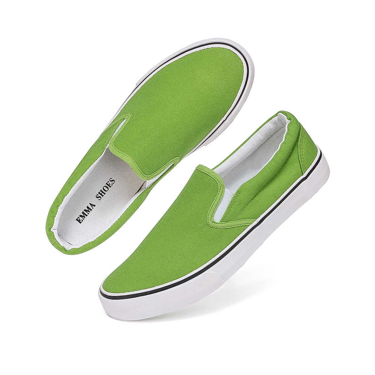 Low-Top Slip Ons Women's Fashion Sneakers Casual Canvas Sneakers for Women Comfortable Flats Breathable Padded Insole Slip on Sneakers Women Low Slip on Shoes (Light Green, Numeric_9)