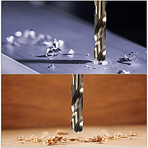 uxcell Reduced Shank Twist Drill Bits 12mm Black Nitride & Gold Titanium Coated High Speed Steel 6542 with 10mm Shank for Stainless Steel Alloy Metal Plastic Wood