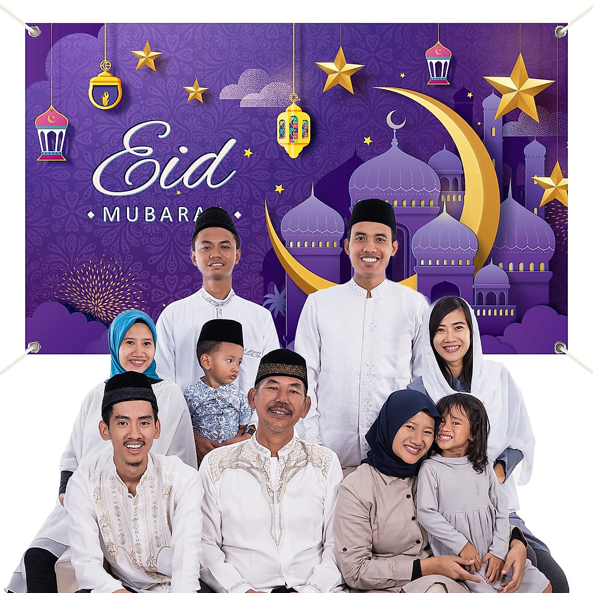 Eid Mubarak Decorations Eid Banner Ramadan Backdrop Background for Eid Al-fitr Party Decorations Supplies