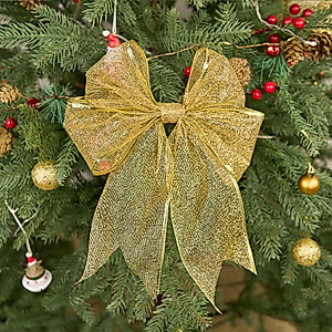 PAPER FAIR 1 Roll 4 Inch Wide 10 Yd Gold Glitter Wired Ribbon, Metallic Gold Mesh Wired Edge Ribbon for Christmas Tree Décor, Gift Wrapping Box, Bows, Wreath, Garland, DIY Craft