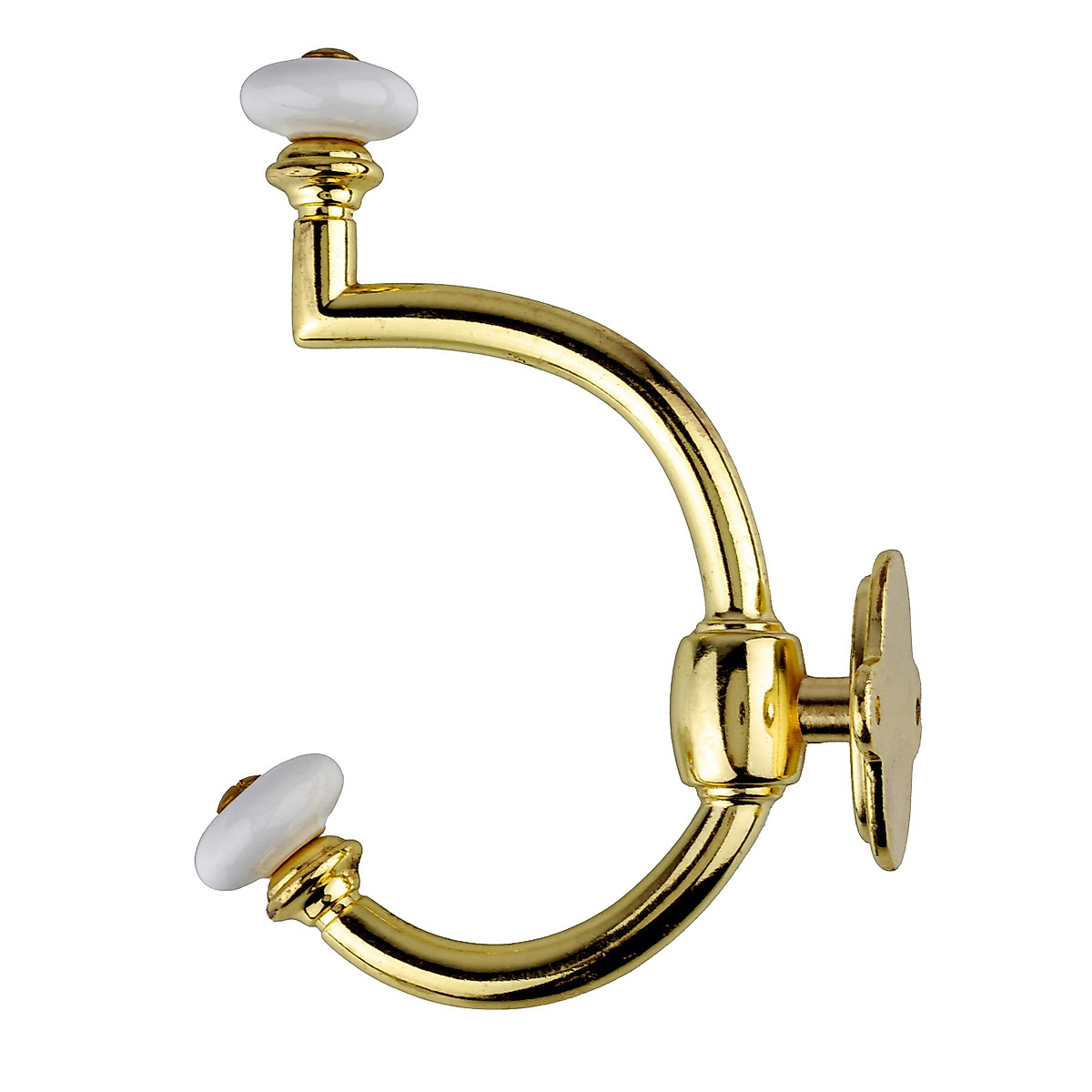 UNIQANTIQ HARDWARE SUPPLY Brass Plated with Ceramic Ball Hat and Coat Hall Tree Hook | Double Coat Hook | Wall, Hall Tree, Rack Vintage Coat Hooks for Hanging Garment | H21-P2351BP (1)