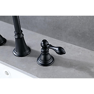 Derengge Matte Black Bathroom Sink Faucet,3 Hole Two Handle Bathroom Faucet with Pop up Drain, 8 Inch Widespread Bathroom Faucet for Bathroom Sink Vanity RV Farmhouse Sink,LF-0285-MT