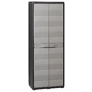 Shoe Rack Garden Shed Double Door Outdoor Storage Cabinet with 3 Ventilated Adjustable Shelves Patio Waterproof Tool Shed Lawn Care Equipment Pool Supplies Storage Organizer ( Color : Gray )