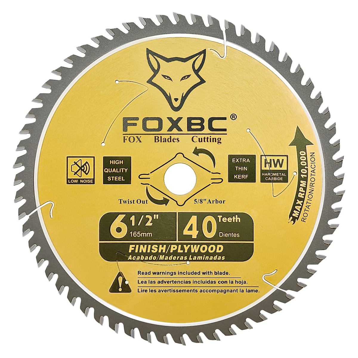 FOXBC 6-1/2 inch Circular Saw Blade 40T 60T Combo Pack, Ultra Fine Finish for Wood Cutting, Thin-Kerf with 5/8" Arbor