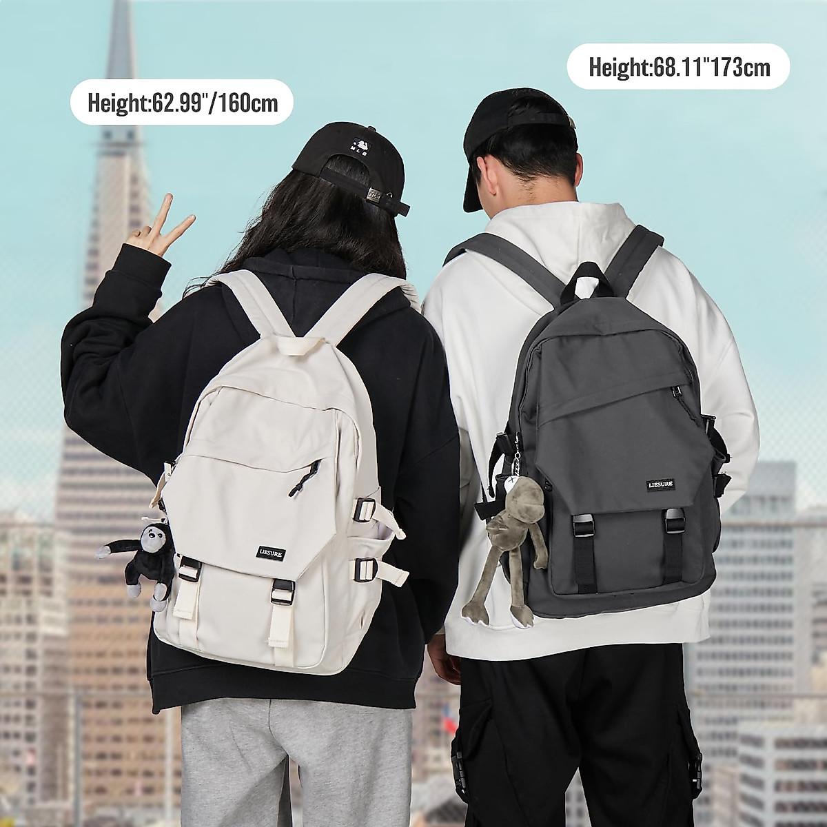 Lightweight School Bag Casual Daypack College Laptop Backpack for Men Women Water Resistant Travel Rucksack for Sports High School Middle Bookbag for girls（White）