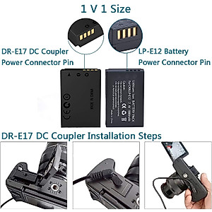 HY1C ACK-E17 AC Power Adapter DR-E17 DC Coupler Dummy Battery Kit for Canon EOS M6 Mark II, M3 M5 M6 Cameras.