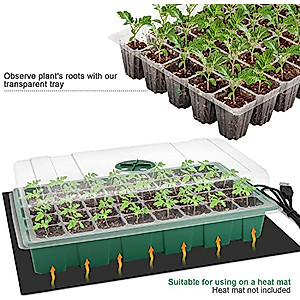 MIXC Seedling Trays Seed Starter Tray, 5-Pack Mini Propagator Plant Greenhouse Grow Kit with Humidity Vented Domes and Base for Seeds' Starting (40 Cells Per Tray, Total 200 Cells), Green