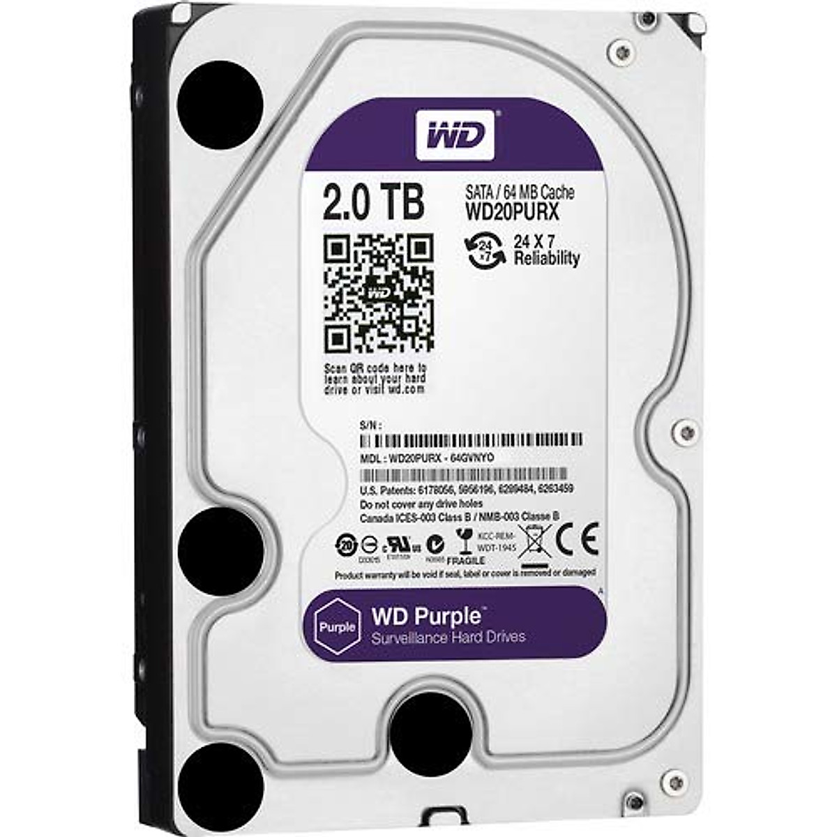 TDSOURCING WESTERN DIGITAL WD-IMSourcing Purple WD20PURX 2 TB Hard Drive - SATA (SATA/600) - 3.5" Drive - Internal - 64 MB Buffer