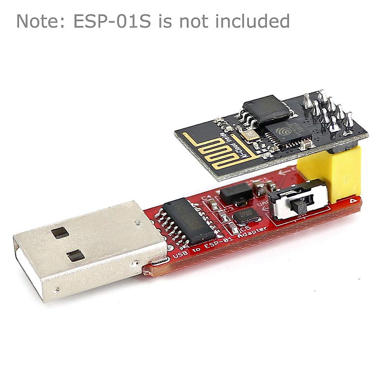 Wishiot ESP-01S Programmer USB to ESP-01 Adapter ESP8266 Wireless WiFi Module Wi-Fi CH340G UART PORG, 4.5-5.5V 115200 Baud Rate 2PCS