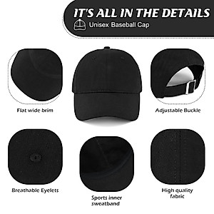 American Trends Black Baseball Cap for Women Men Cute Summer Hat Ponytail Golf Tennis Baseball Hat Youth Running Workout hat Trucker Dad Hat