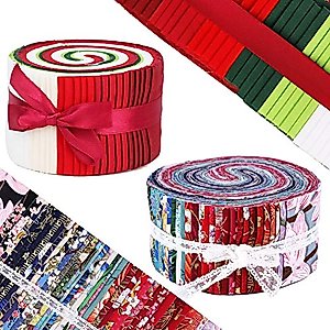 Roll Up Cotton Fabric Quilting Strips, Fabric Jelly Rolls, Cotton Craft Fabric Bundle, Patchwork Craft Cotton Quilting Fabric for Crafting, Patchwork Fabric Sets with Different Patterns