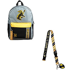 Bioworld Harry Potter Hufflepuff 16" Laptop Backpack & Lanyard Combo Set