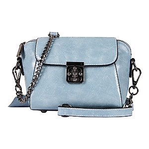 Crossbody Bags for Women, Shoulder Bag Handbag, Oil Wax Leather Bag, Morandi's Color(blue)