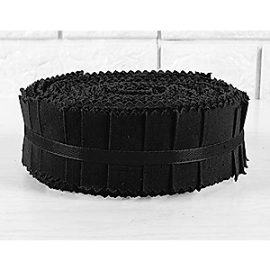 Soimoi 40Pcs Solid Black Precut Fabrics Strips Roll Up 1.5 Inches Cotton Jelly Rolls for Quilting