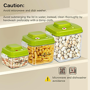SHYNE LYNE Press-Type vacuum seal containers for Food, set of 3 airtight food storage containers for Kitchen with 100% airtight lids, to have Long-Lasting Food Freshness and Keep Food Fresh Longer