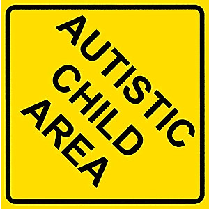 SIGNCHAT Autistic Child Area Sign Funny Novelty Diamond Metal Warning Signs Aluminum for House Wall Tin Sign 12X12 Inches