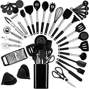 35 PCS Silicone kitchen Utensils set,Cooking Utensils set,Utensils,Kitchen Tool Set,Baking Set, Kitchen Set, Kitchen Gadgets,Kitchen Tools and Cookware Set with Holder.Stainless Steel