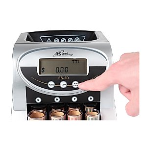 Royal Sovereign 2 Row Electric Coin Counter With Patented Anti-Jam Technology and Digital Counting Display (FS-2D),Blk/Silver