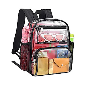 MAY TREE Small Clear Backpack Stadium Approved for Women Clear Bag for Stadium Events Concert Sporting, Black