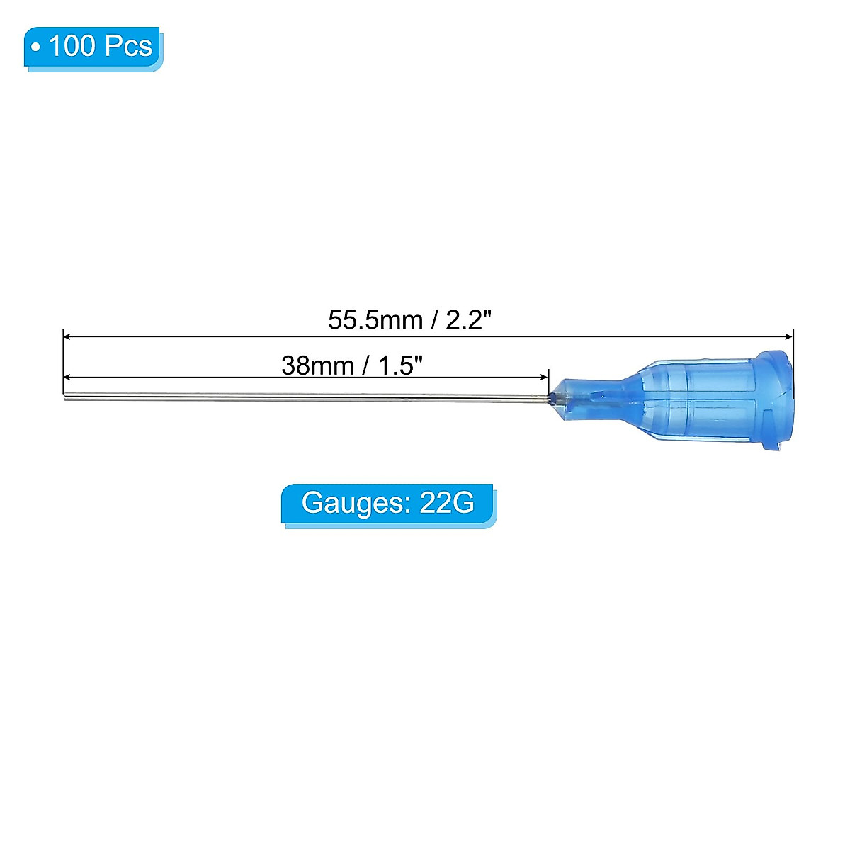 PATIKIL Blunt Tip Dispensing Needles 1.5 Inch, 100 Pcs 22G Industrial Liquid Dispenser Needle with Lure Lock for Refilling Liquid Inks Adhesive Glue