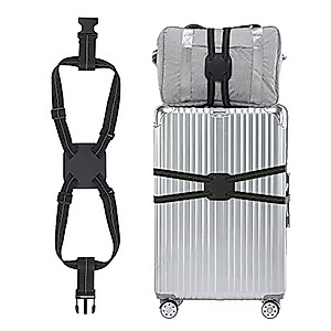 Travelkin Luggage Bungee Strap for Suitcases TSA Approved, Travel Bag Bungee Belt for Suitcases Add a Bag (Black)