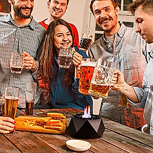 Believe ON Table Top Firepit, Portable Indoor Small Fire Pit, Concrete Fireplace for Home Decor, Patio & Outdoor, with Extinguisher and Fire Glasses (Black)