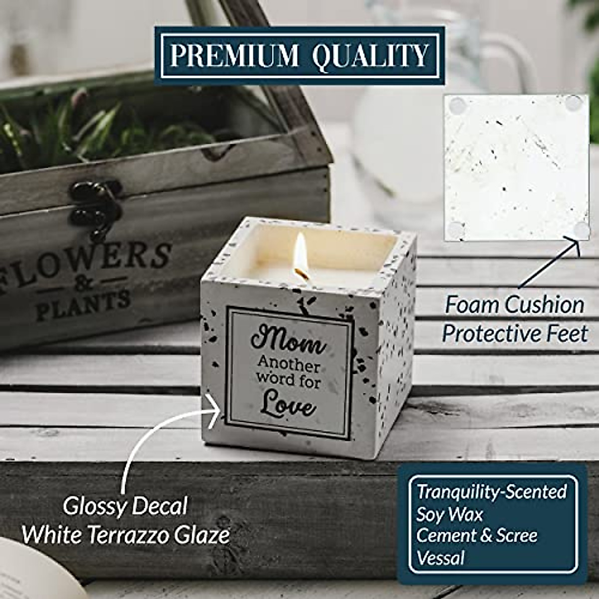 Pavilion - 3.5" Square Mom Another Word for Love 100% 8 oz Soy Wax Single Wick Candle - Serenity Scented