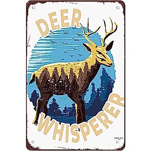 New Vintage Metal Tin Sign Deer Whisperer Hunting Funny Deer Hunter Man Cave Kitchen Bar Farm School Wall Art Christmas Halloween Girlfriend Boyfriend 8" X 12"