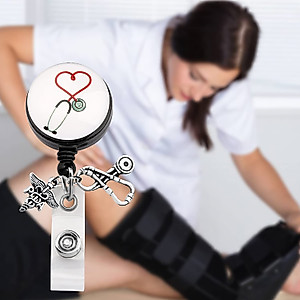 FEELMEM PA Medical Stethoscope Retractable Badge Holder Reel Clip Physician Assistant Gift Medical Student Gift Nurse Gift