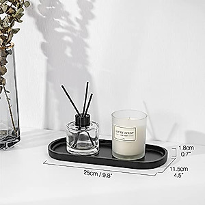 Luxspire Bathroom Vanity Tray, Handmade Resin Kitchen Sink Tray, Oval Toilet Tank Tray, Bathroom Countertop Organizer Tray for Jewelry/Perfume/Soap Dispenser/Hand Towel - 9.8 Inch, Matte Black