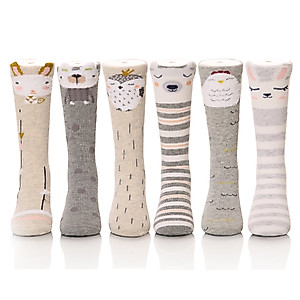 Color City Baby Knee High Socks Animal Warm Cotton Kids Toddler Boys Girls Boot Socks 1-6 Years (6 Pairs A)