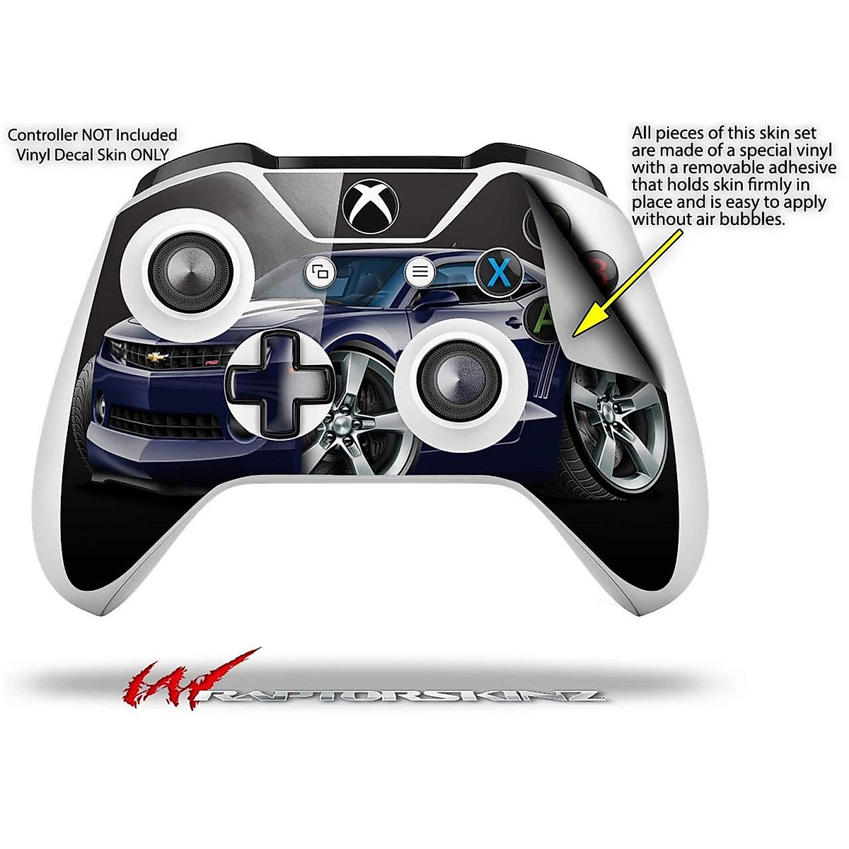WraptorSkinz Decal Vinyl Skin Wrap compatible with XBOX One S/X Controller - 2010 Camaro RS Blue Dark (CONTROLLER NOT INCLUDED)